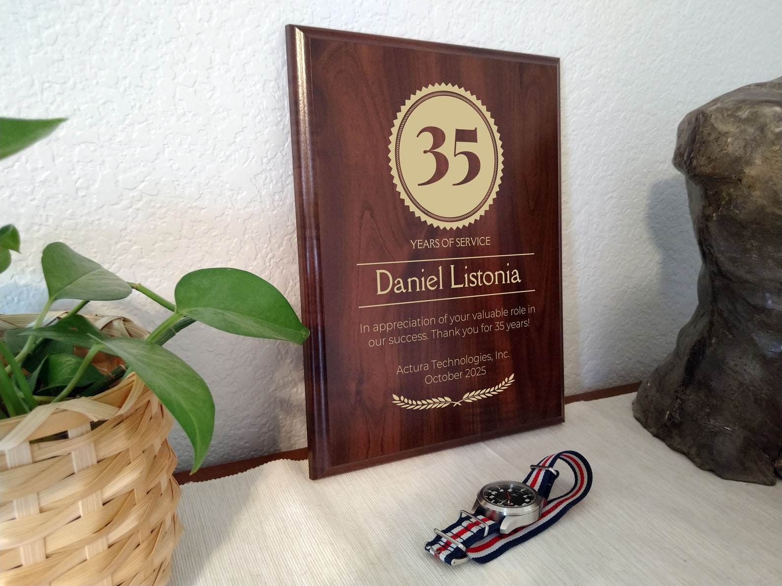 35 Year Work Anniversary Award | Thirty-five Years of Authentic Service ...