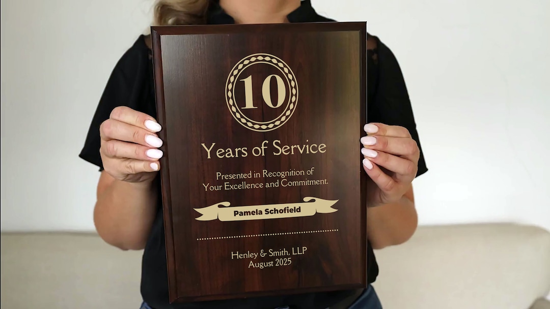 10 Year Work Anniversary Award Ten Years of Service Gift, Personalized Employee Recognition ...