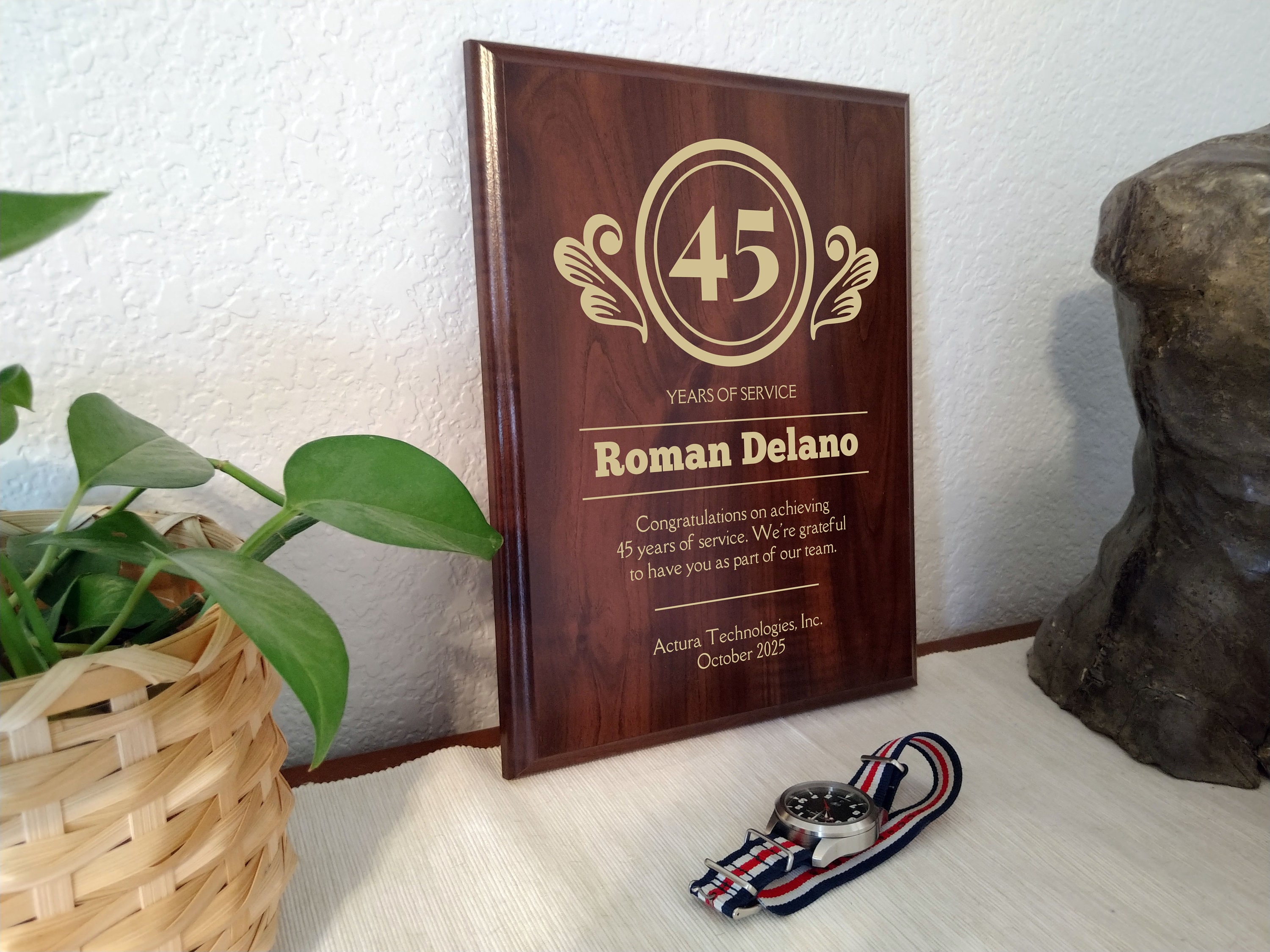 45 Year Work Anniversary Award Forty-five Years of Service Gift ...