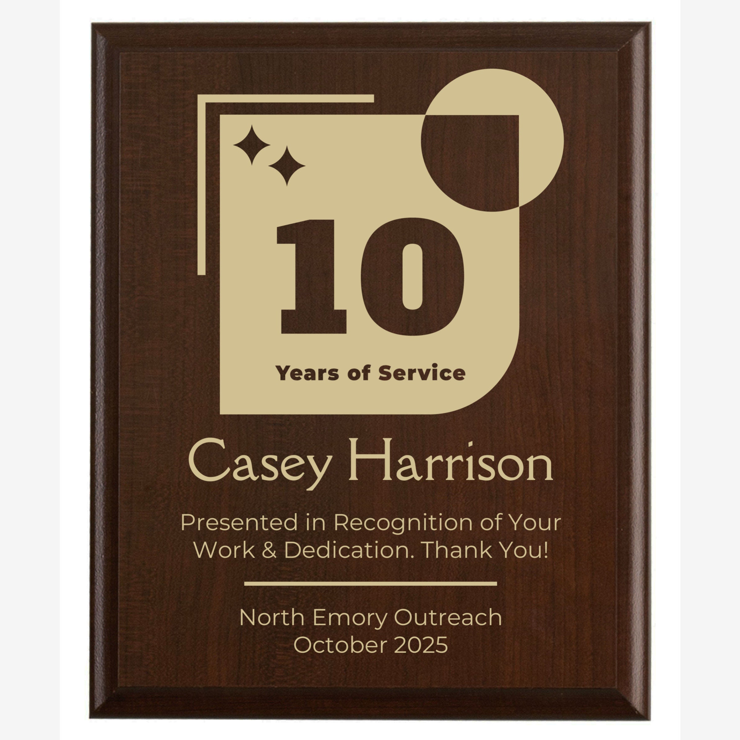 10 Year Work Anniversary Award Ten Years of Service Gift, Personalized ...