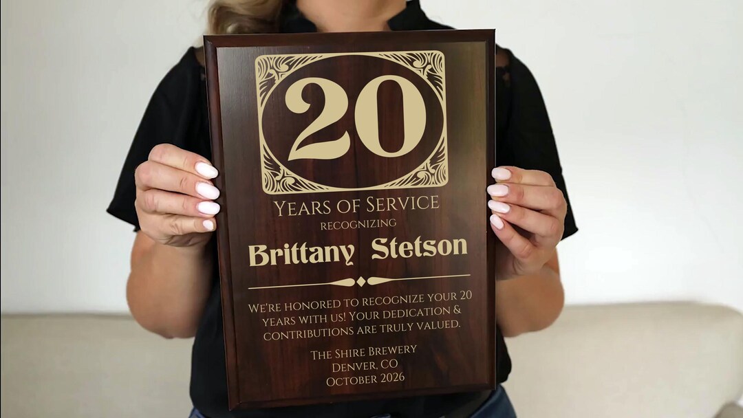 20 Year Work Anniversary Award | Twenty Years of Service Gift ...