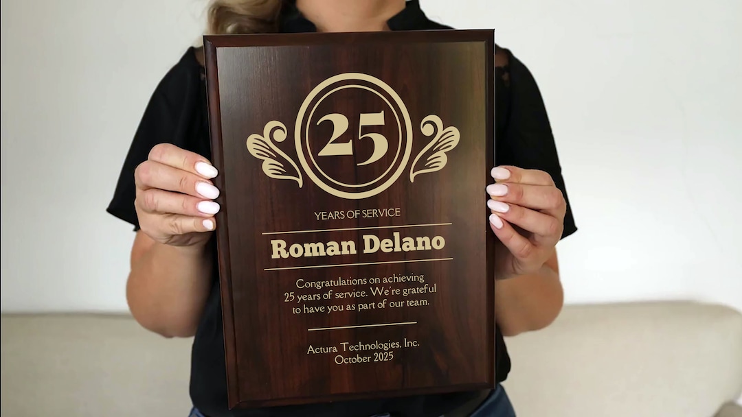 25 Year Work Anniversary Award | Twenty-five Years of Service Gift ...