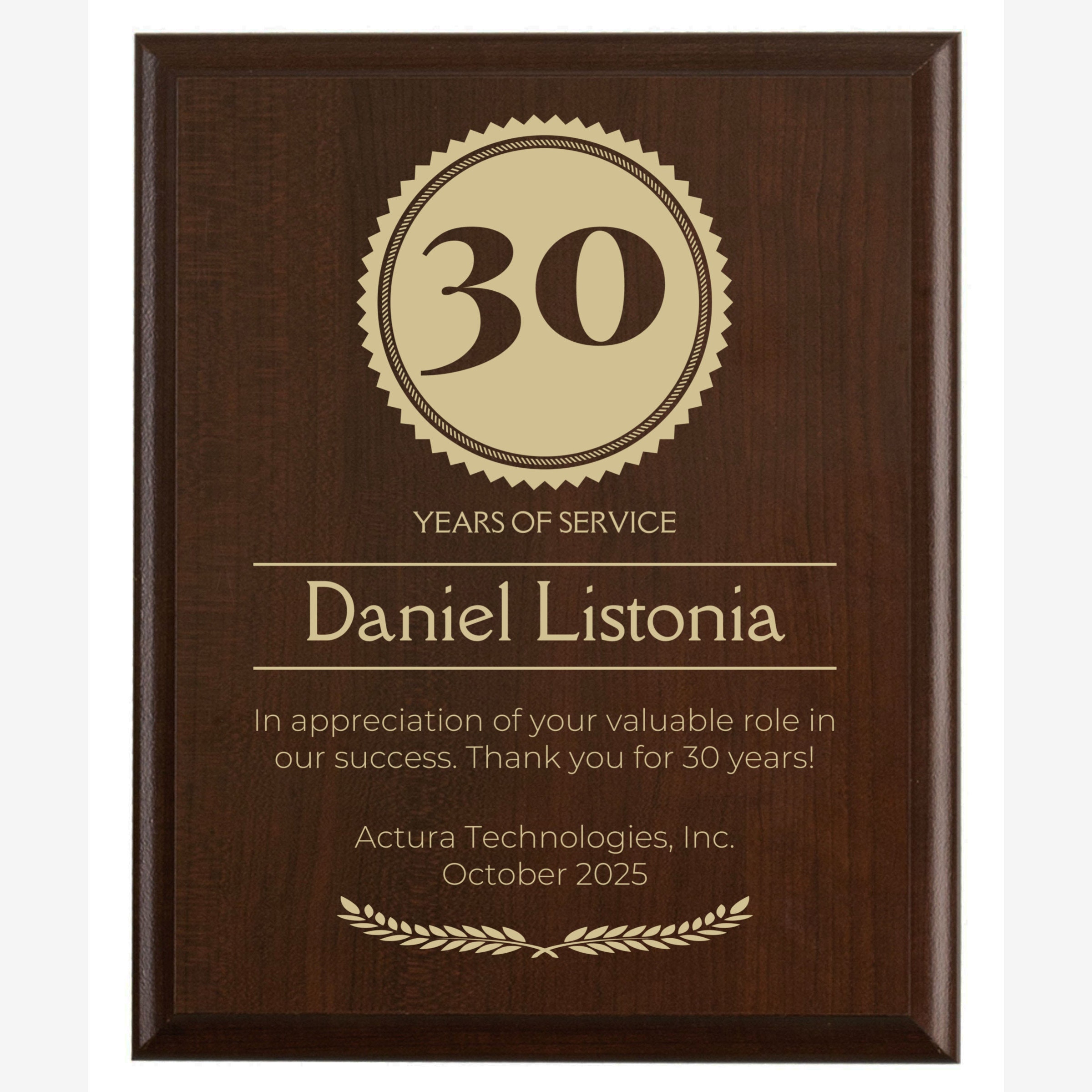 30 Year Work Anniversary Award | Thirty Years of Being the Foundation ...