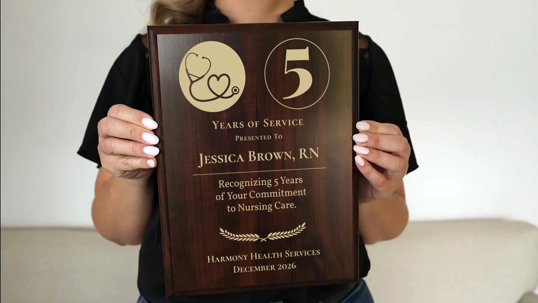 Nurse Years of Service Award | 5 10 20 Work Anniversary Gift ...