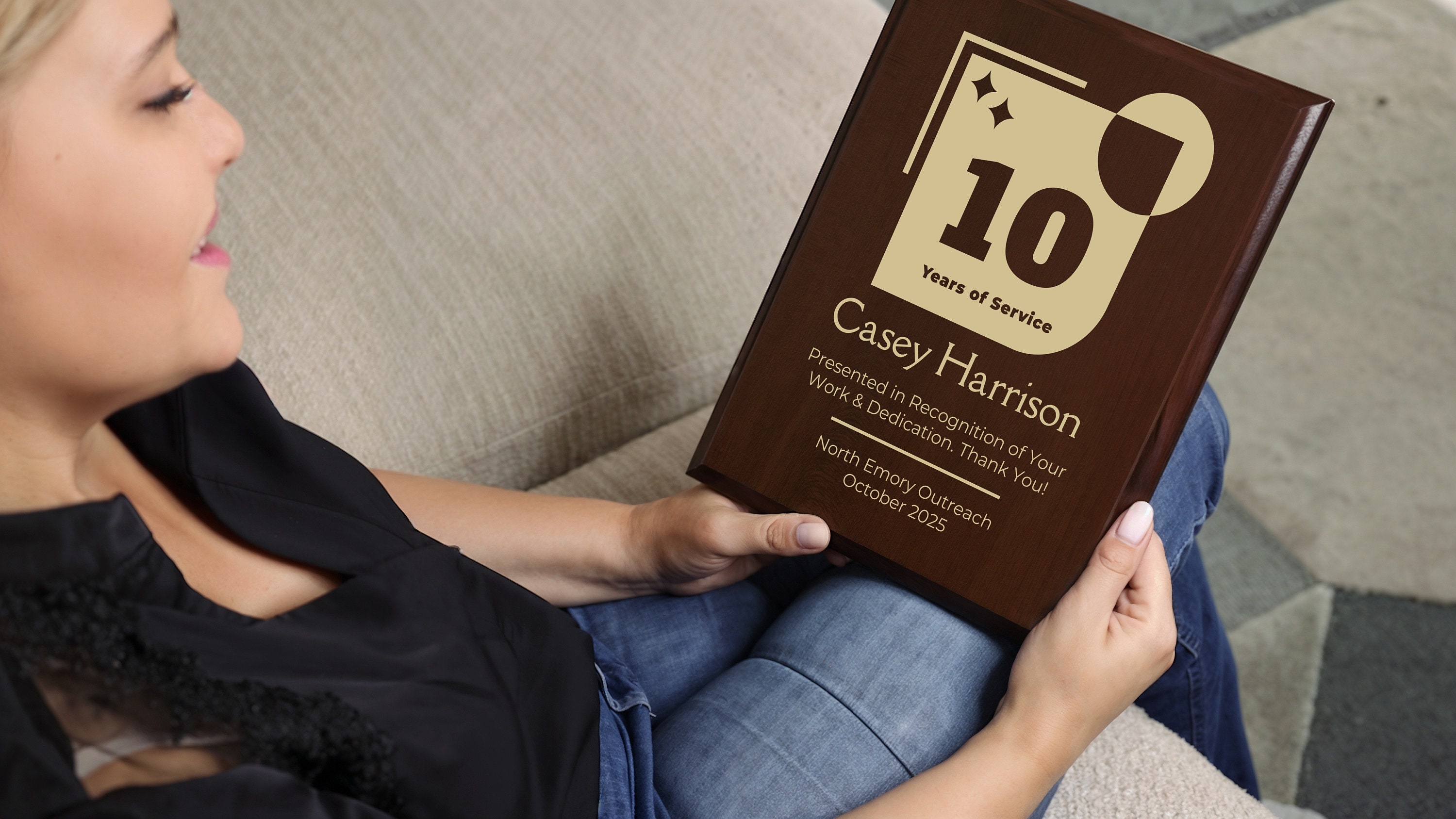 10 Year Work Anniversary Award Ten Years of Service Gift, Personalized ...