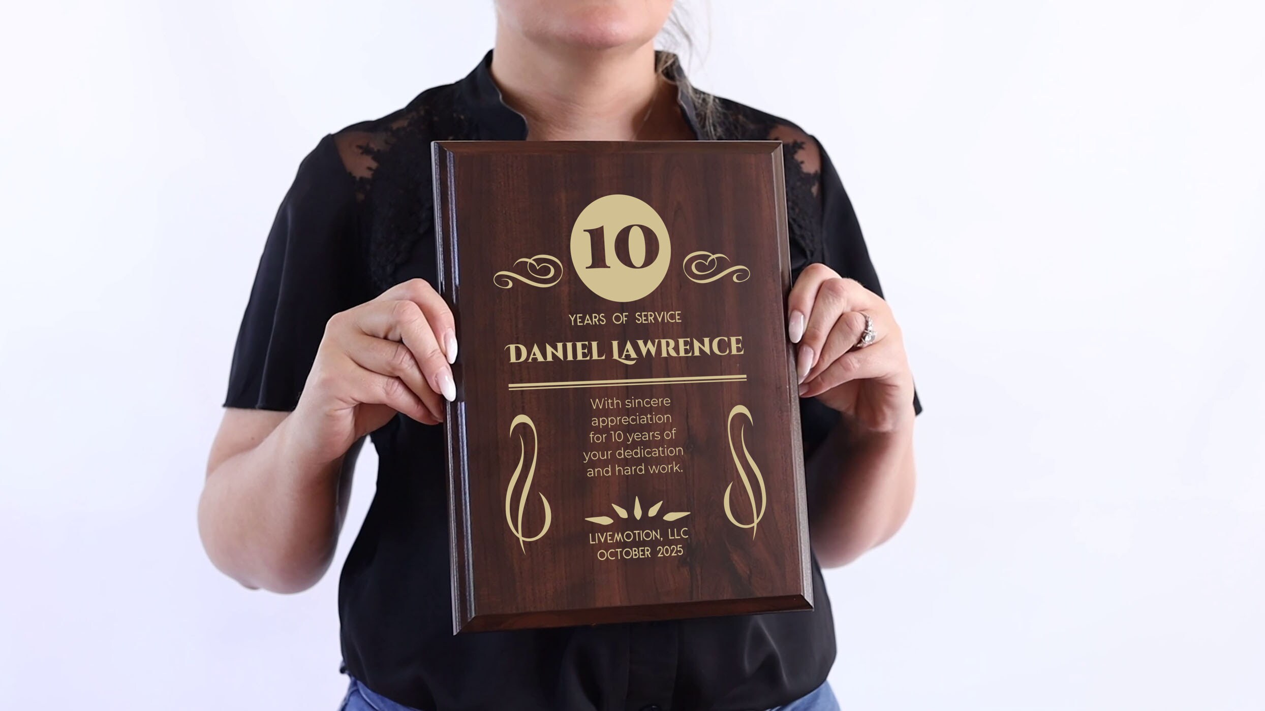 10 Year Work Anniversary Award | Ten Years of Service Gift, Personalized Employee Recognition ...