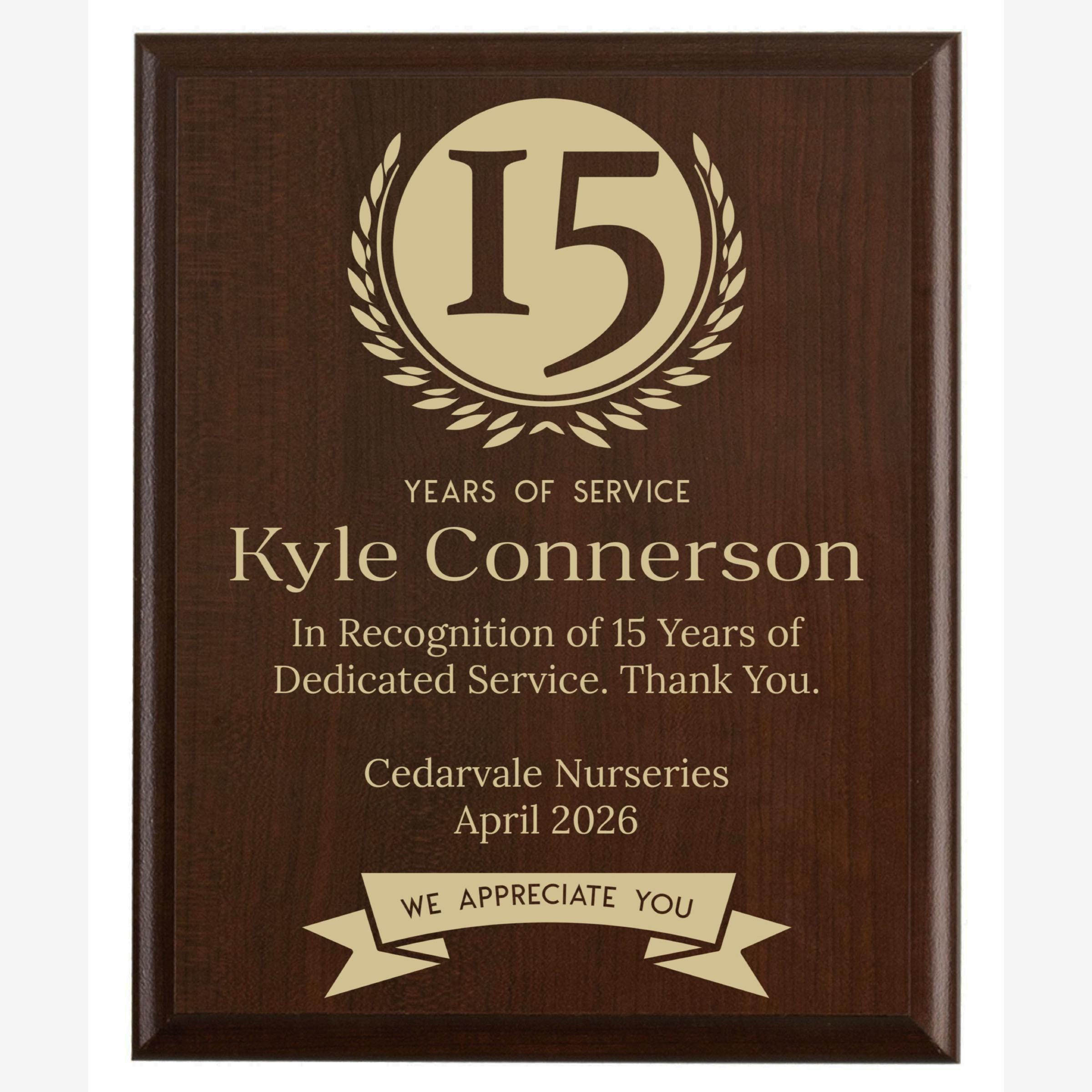 15 Year Work Anniversary Award | Fifteen Glorious Years Worthy of ...