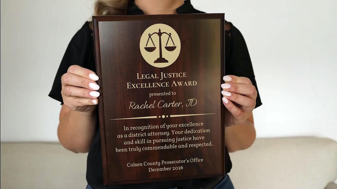 Best District Attorney Award Plaque | Recognition Gift for Prosecutor ...
