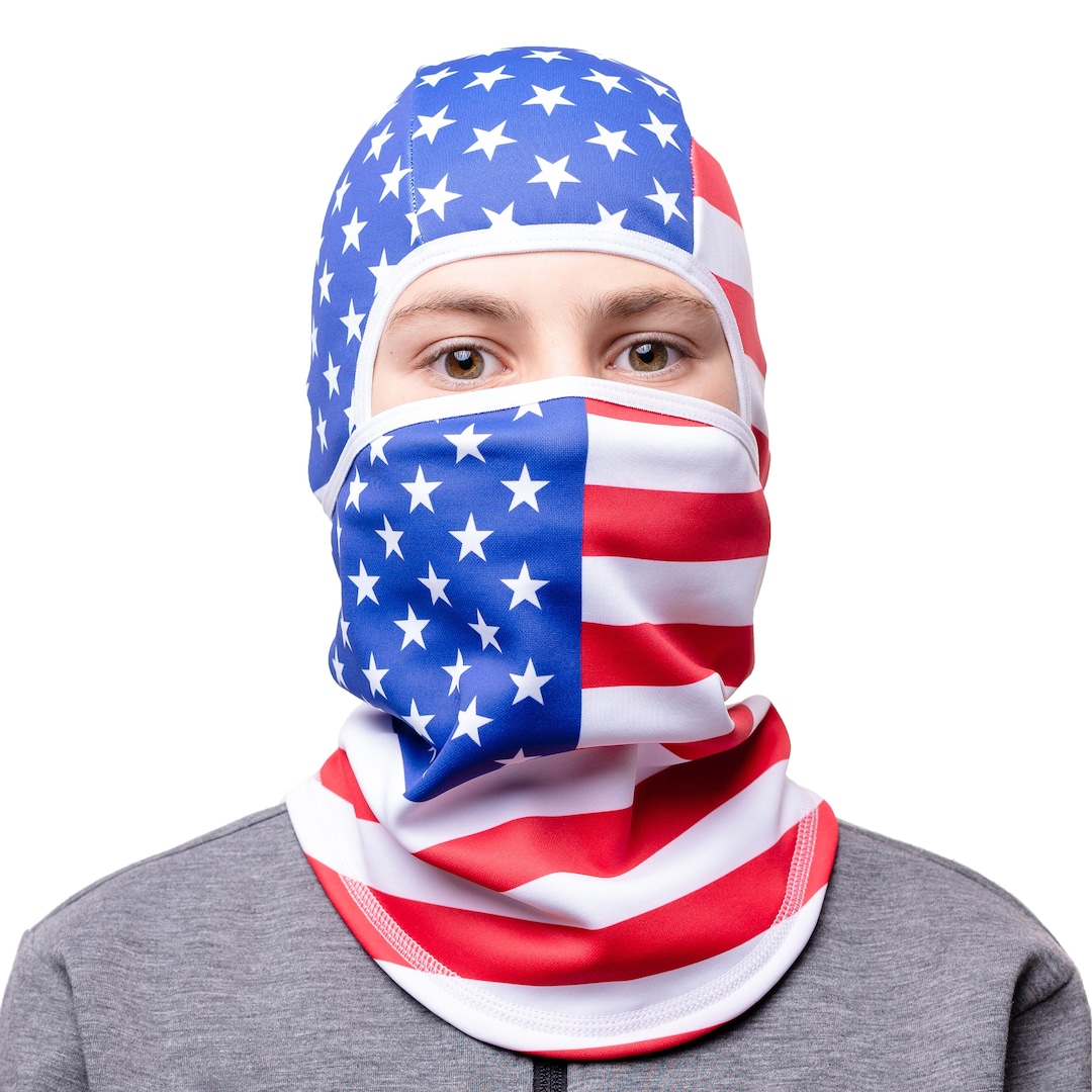 Balaclava USA Flag Ski Mask for Kids Winter Full Face Breathable Neck ...