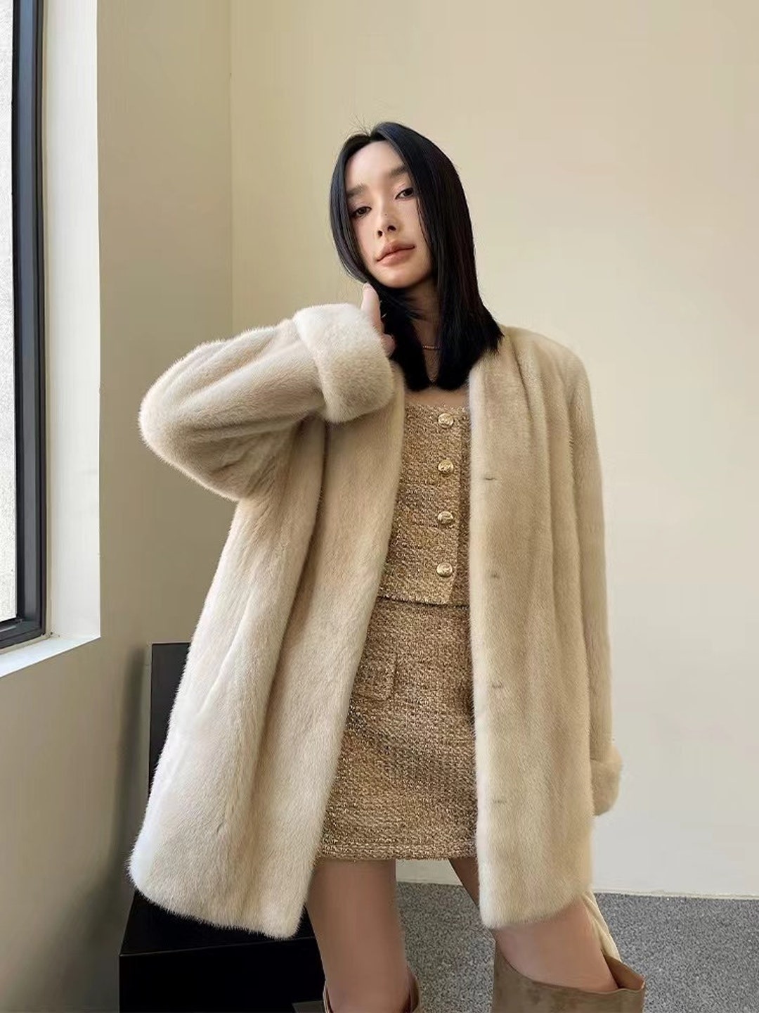 2023 New Imported Whole Mink Velvet Mink Coat Simple Young Mink Fur ...