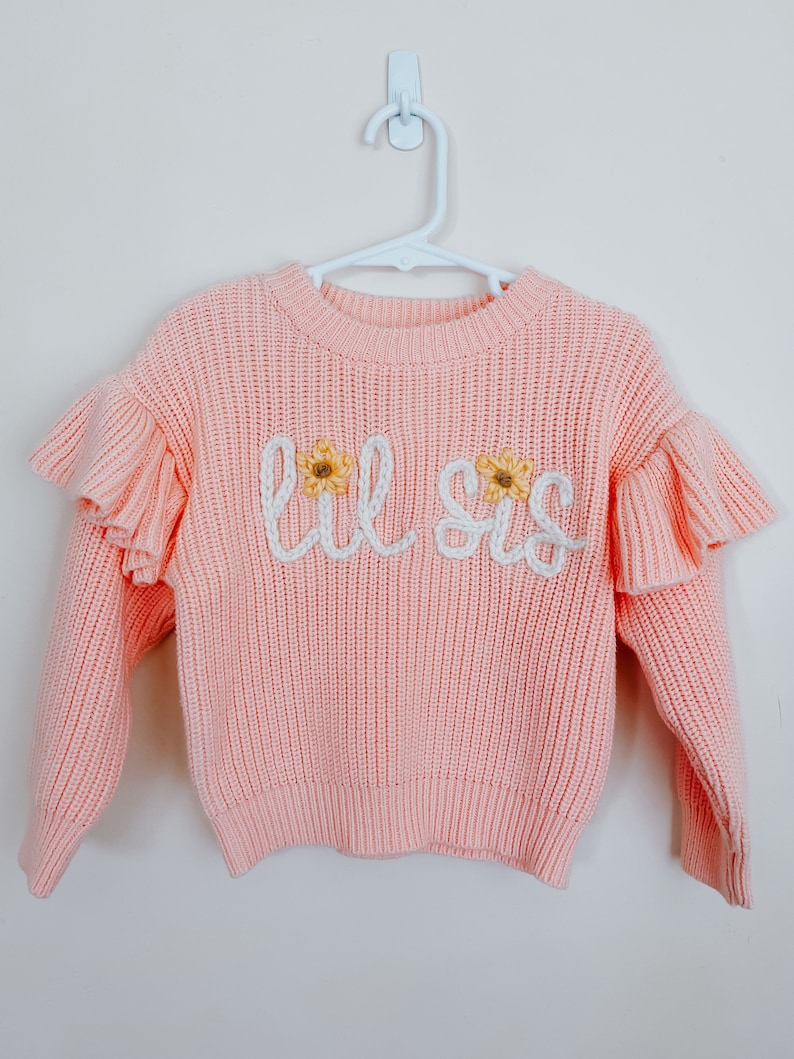 Stick and Stitch DIY Name Sweater Embroidered Lil Sis Big Sis Stick and Stitch Name Hand ...