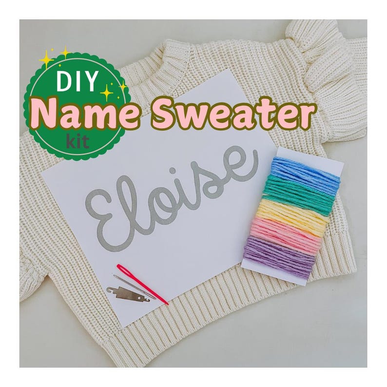 Stick and Stitch DIY Name Sweater Kit Embroidered Name Sweater Stick ...