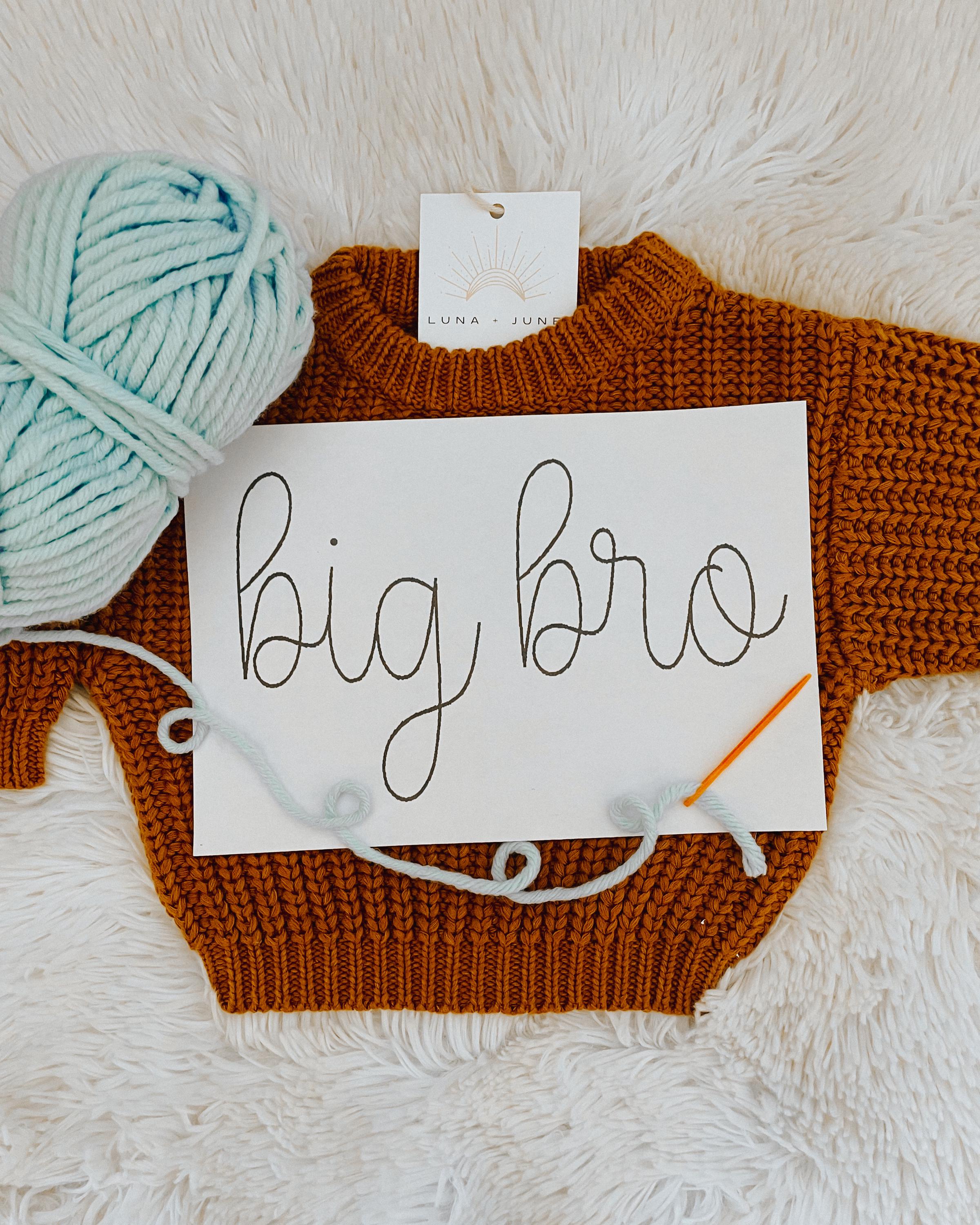 PDF Stick and Stitch DIY Big Bro Embroidered Sweater Lil Sis Stick and Stitch Name Hand ...