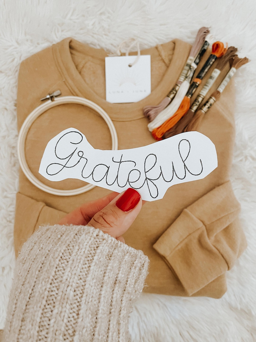 Stick and Stitch Grateful Fall Custom Neck Embroidery Sticker Curved ...