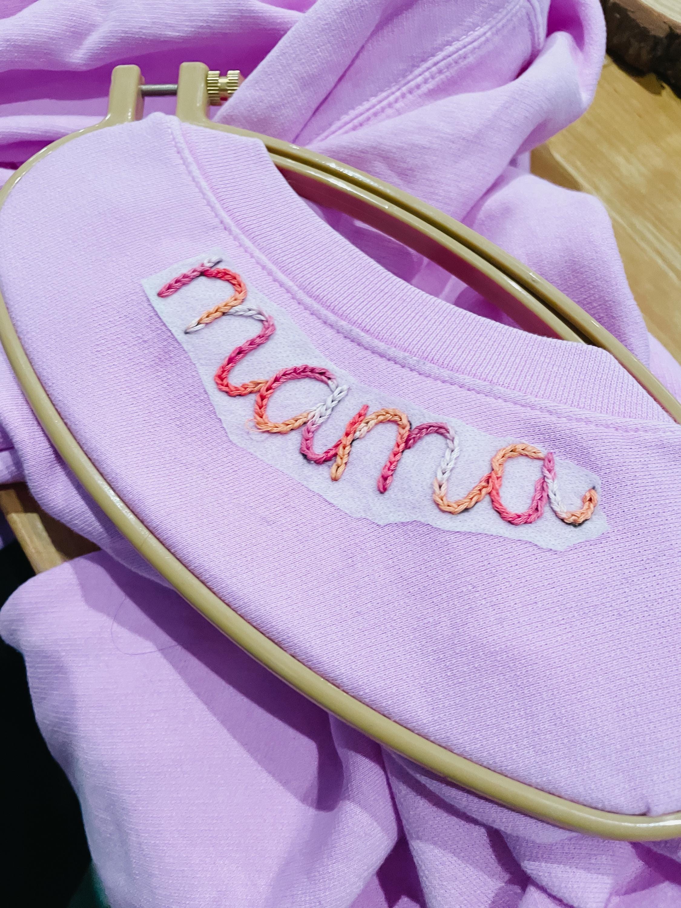 PDF Stick and Stitch Mama Embroidered Pattern, Curved Name Collar DIY ...