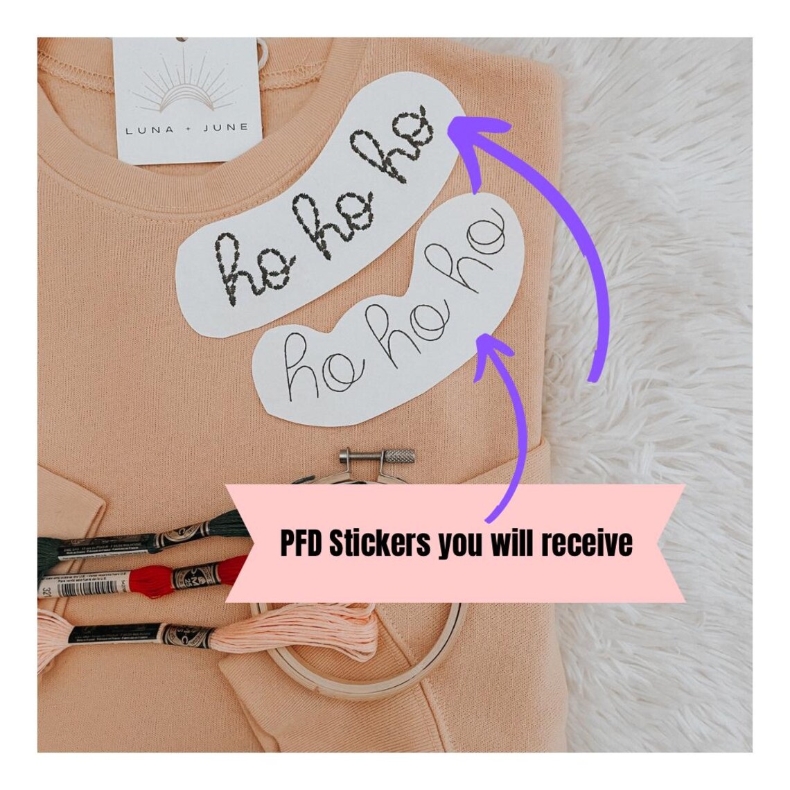 PDF Ho Ho Ho Christmas Stick and Stitch Custom Neck Embroidery Sticker ...