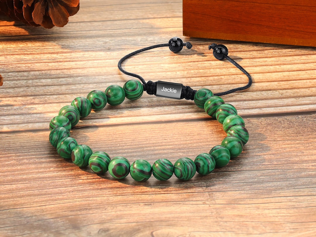 Custom Volcanic Stone Bracelet Personalized Malachite - Etsy