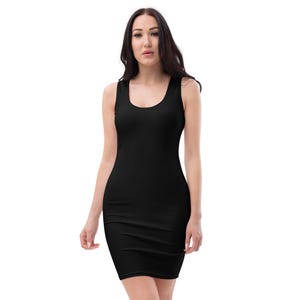 Solid Black Noir Bodycon Dress Simple Dark Little Black Dress Witchy ...