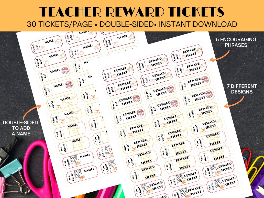 Fall Halloween Reward Tickets: Printable Student Coupons (digital ...