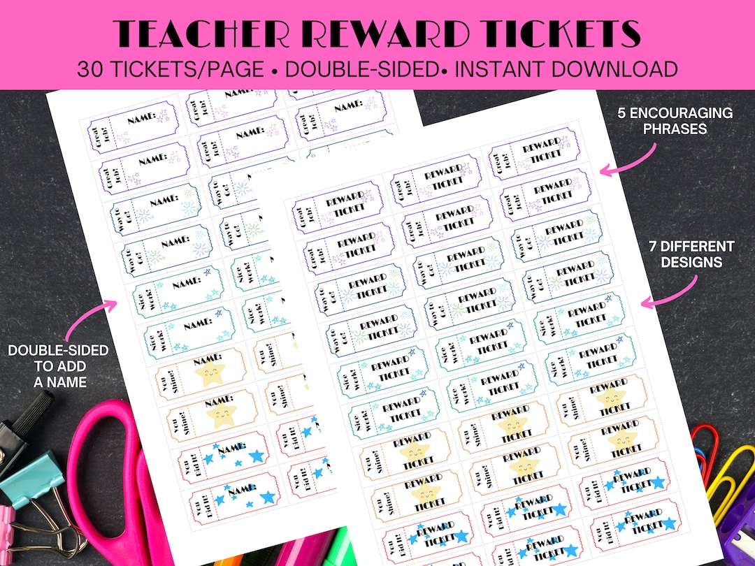 Star Reward Tickets, Rainbow Colors, Classroom Printable (digital ...