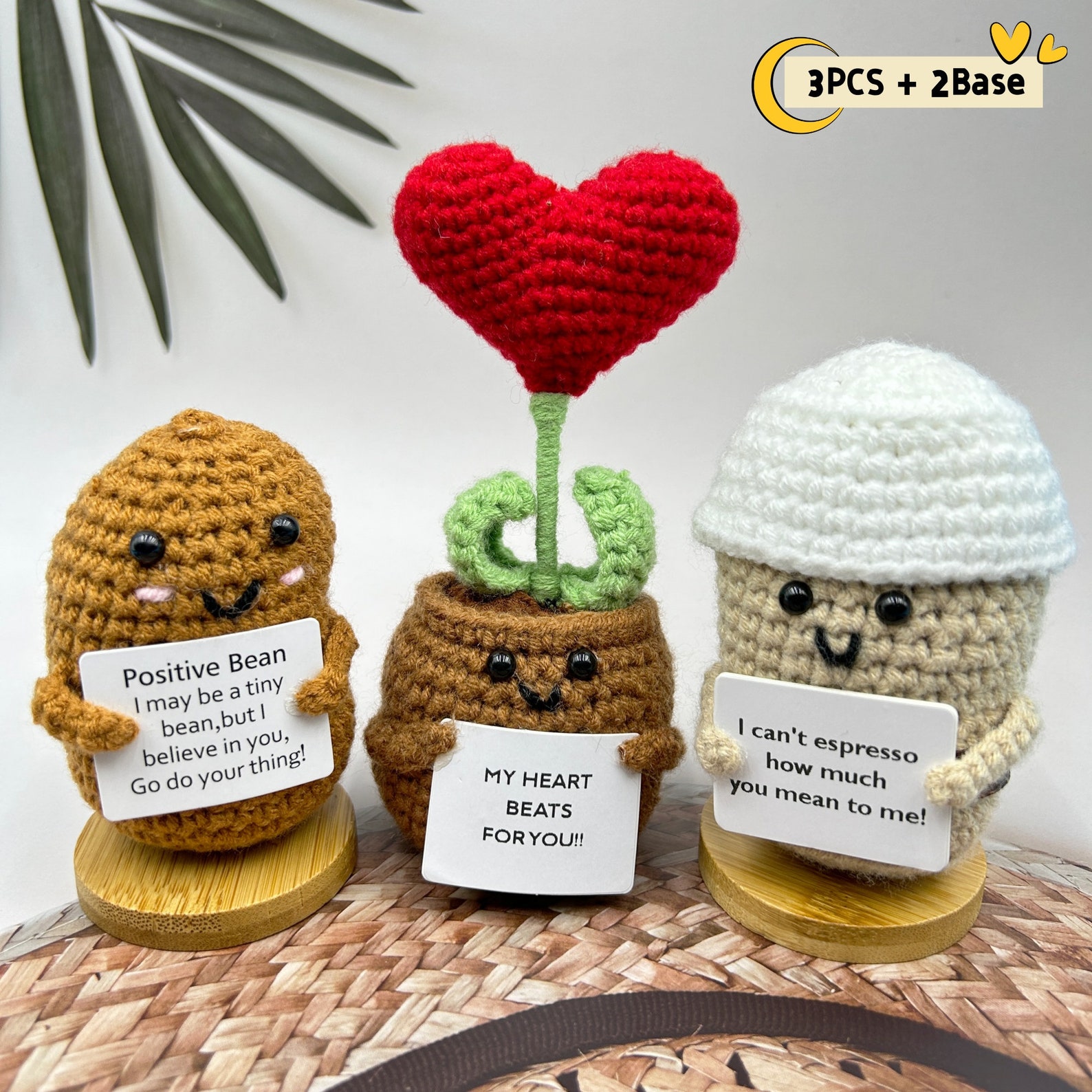 Crochet Coffee Cup/coffee Bean/heart Plant,crochet Desk Buddy,emotional ...