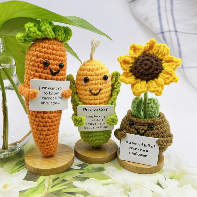 Crochet Positive Vegetables/corn/carrots/sunflowers, Emotional Support ...