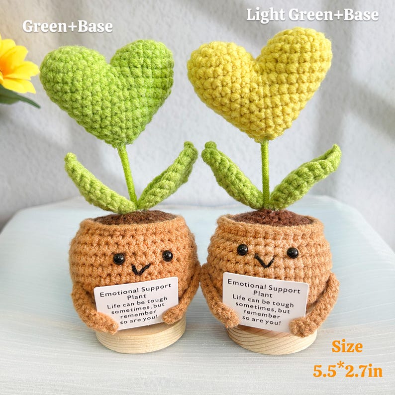 Adorable Crochet Heart Potted Plant,emotional Support Plant,home/desk ...