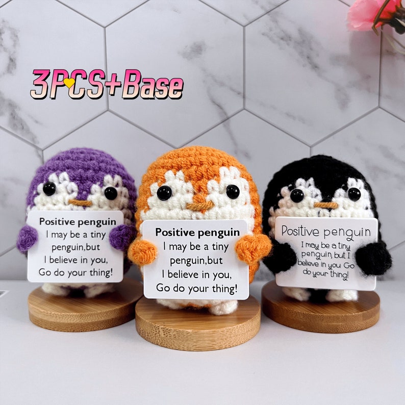 Cute Handmade Crochet Penguin,positive Penguin,emotional Support ...