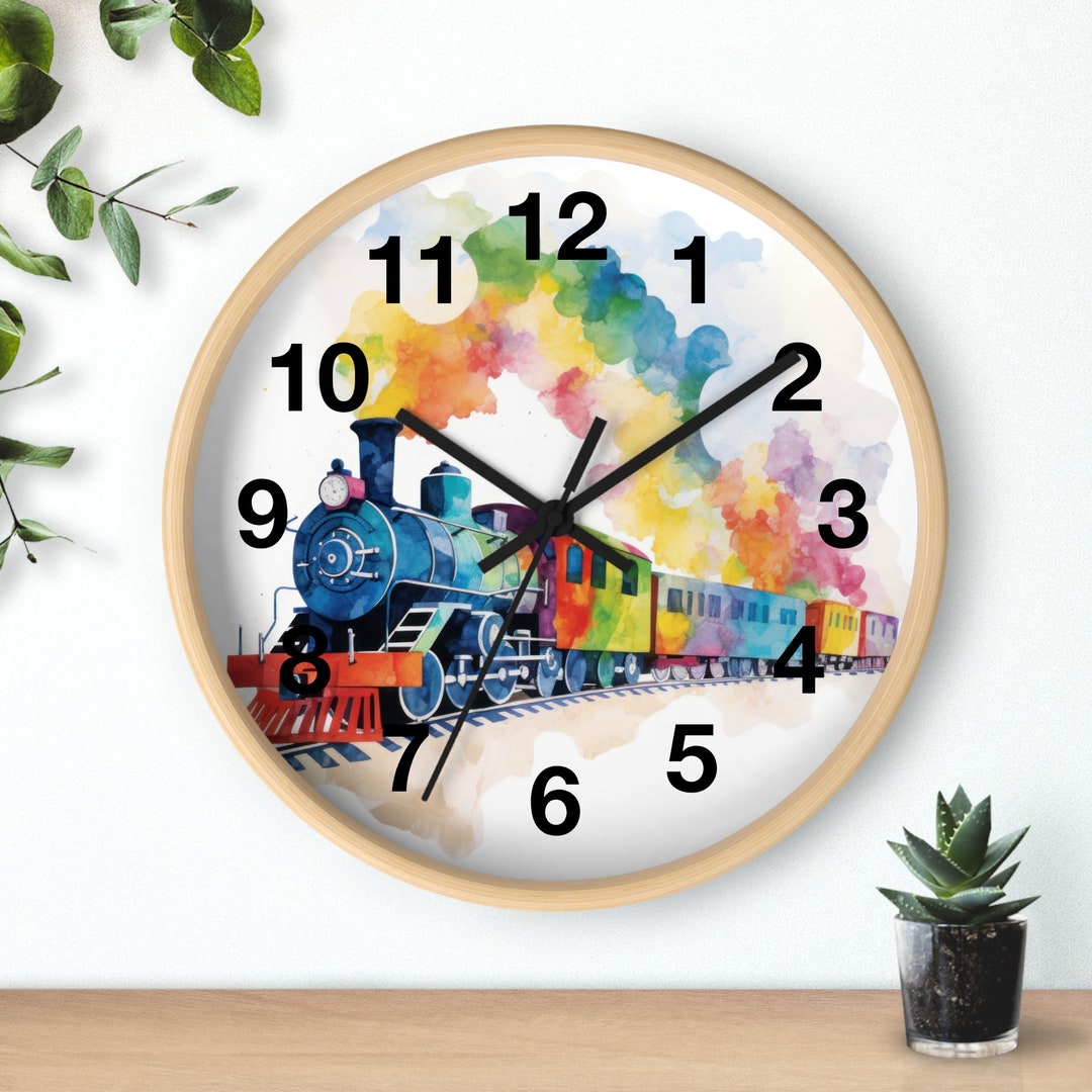 Colorful Train Wall Clock Kids Bedroom Decor Nursery Room - Etsy