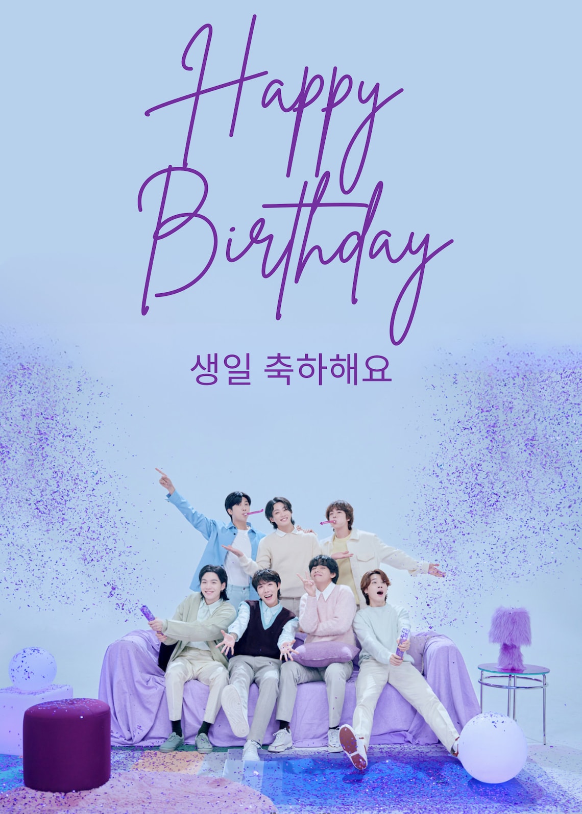 BTS Happy Birthday Card | BTS Themed Card | Digital Download | Editable ...
