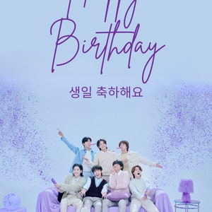 BTS Happy Birthday Card | BTS Themed Card | Digital Download | Editable ...