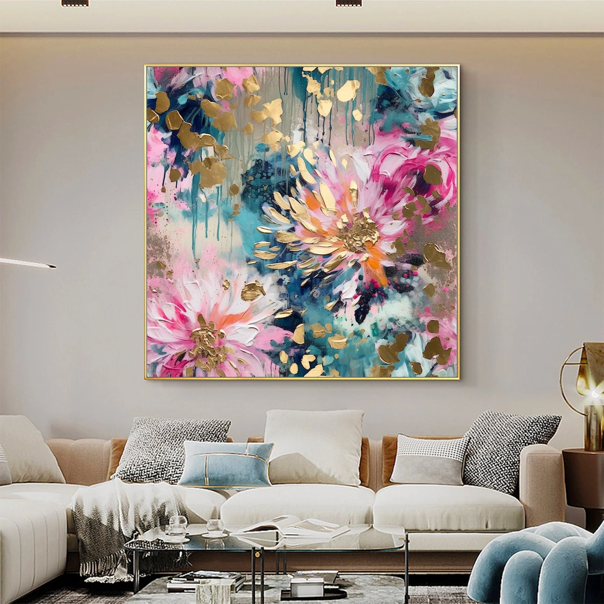 Large Abstract Flower Oil Painting on Canvas Wall Art,original Textured ...