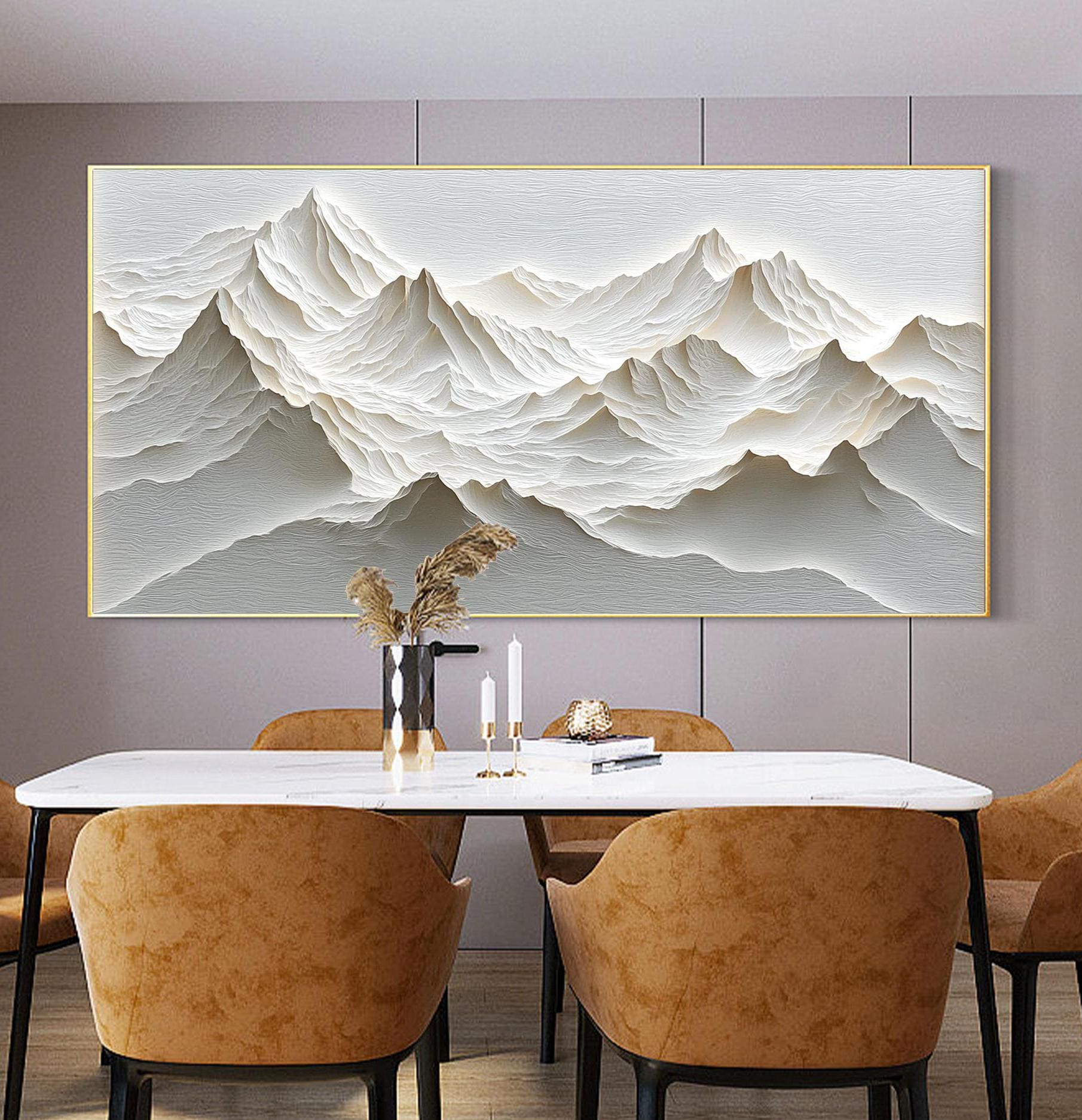 Abstract 3D Mountains Oil Painting, Original Textured Mountains ...
