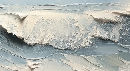 Minimalist Ocean Wave Oil Painting on Canvas, Large Wall Art,original ...