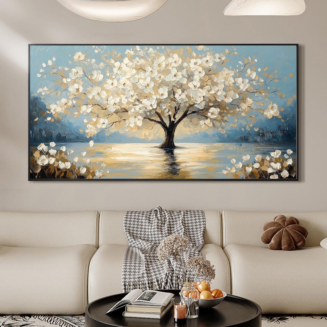 Original Big Tree Oil Painting on Canvas, Abstract Blossoming Tree ...