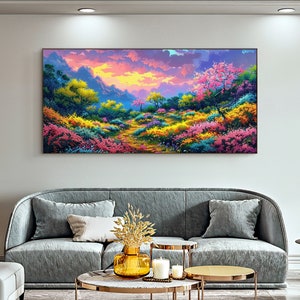 Abstract Spring Nature Scenery Oil Painting on Canvas, Large Wall Art ...