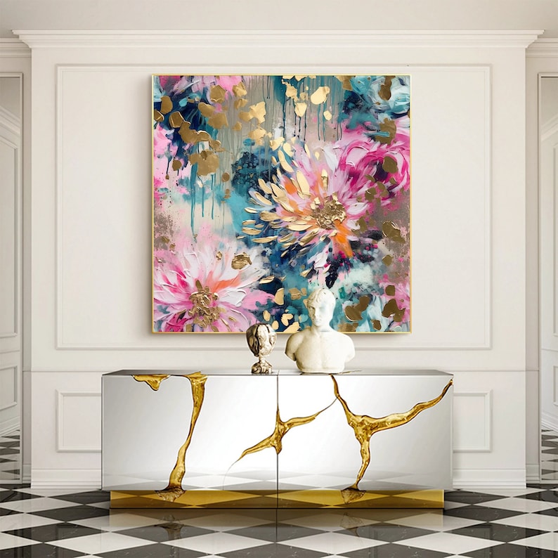 Large Abstract Flower Oil Painting on Canvas Wall Art,original Textured ...