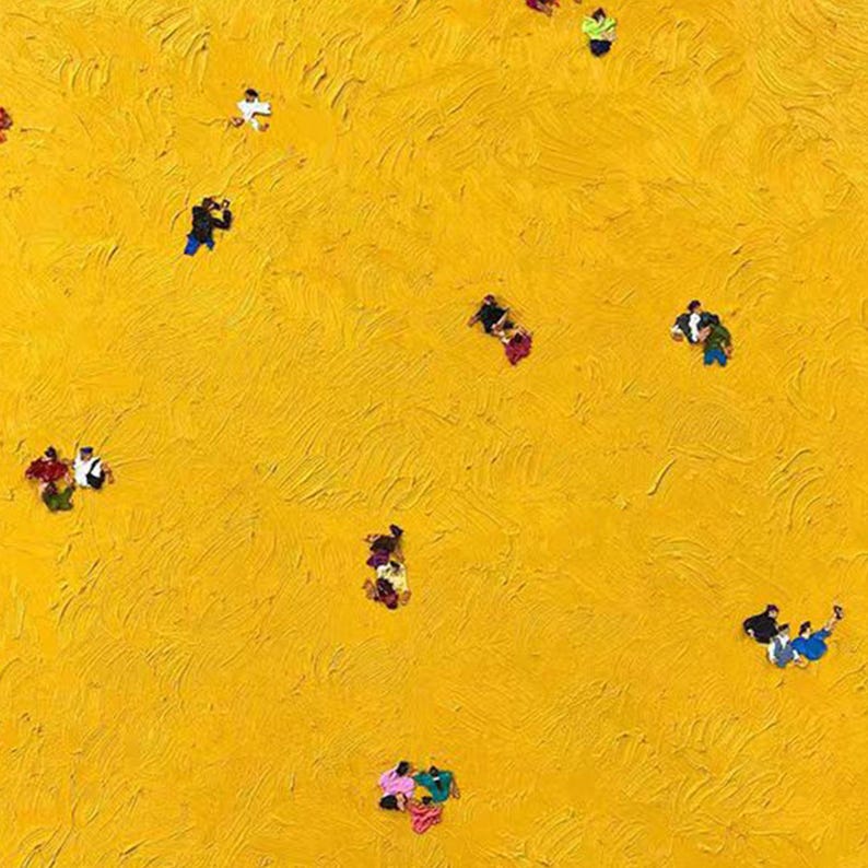 Abstract Yellow Figure Painting Canvas, Large Textured Yellow Wall Art ...