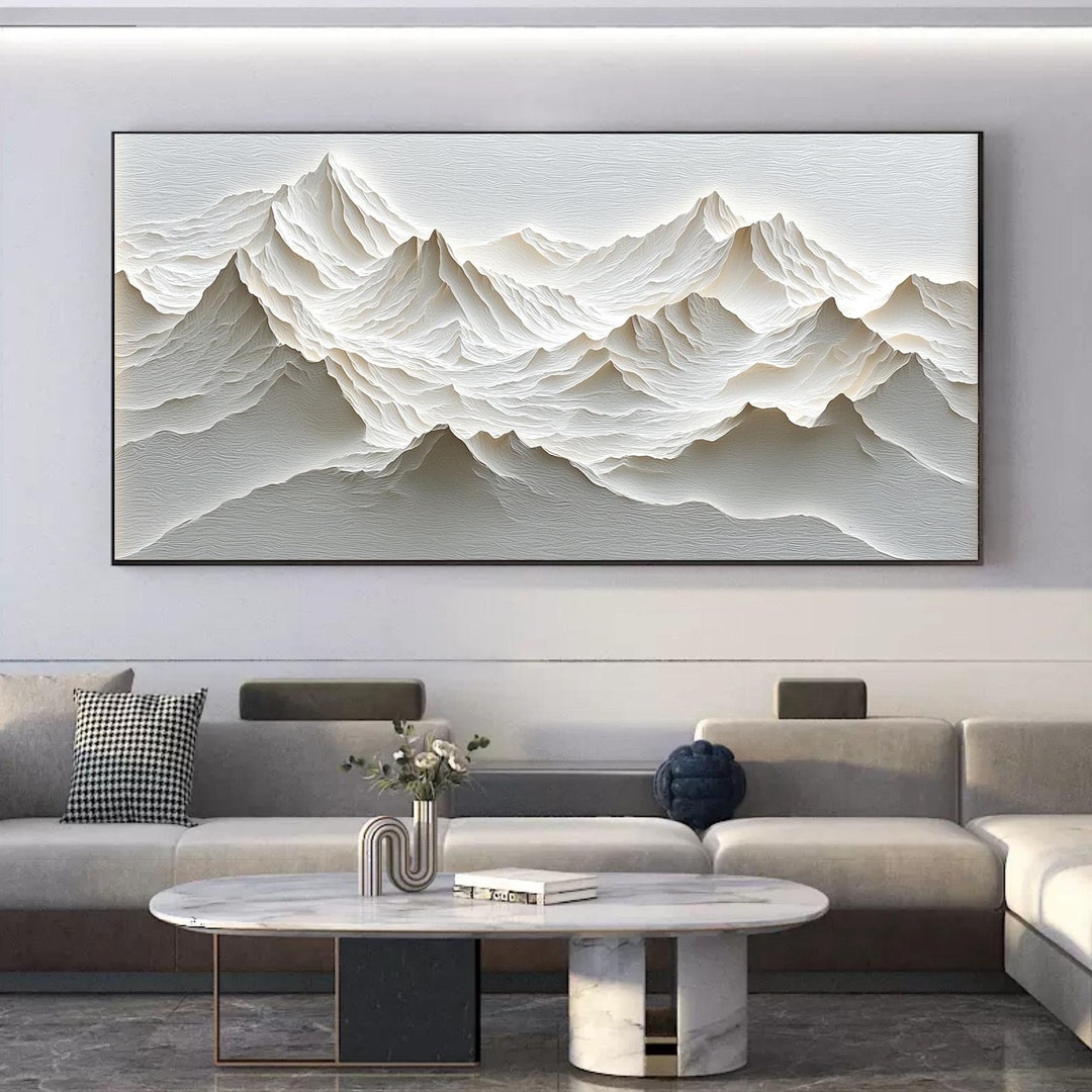 Abstract 3D Mountains Oil Painting, Original Textured Mountains ...