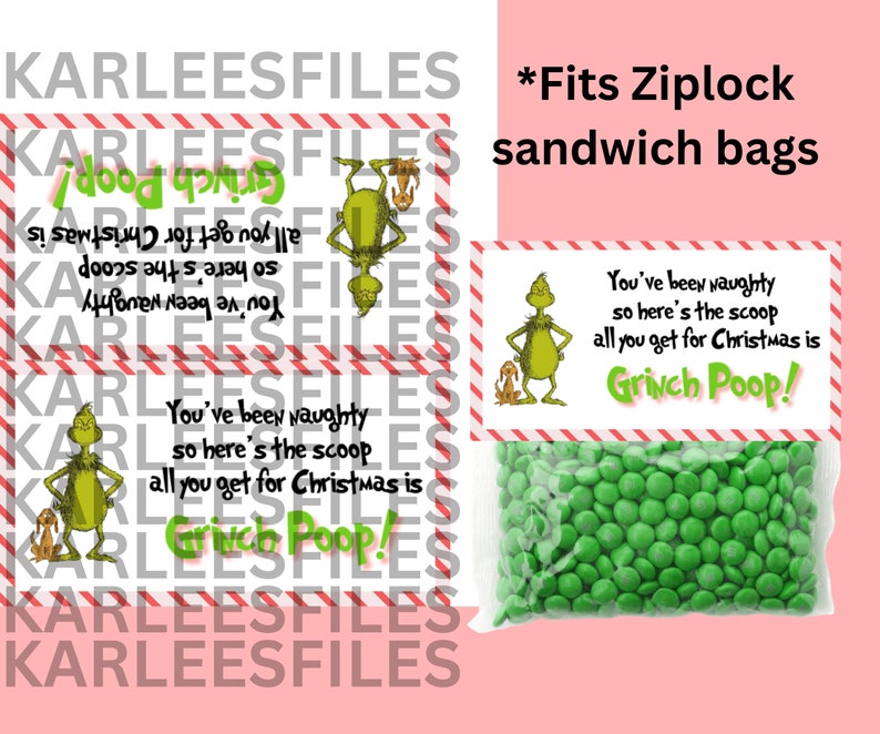 Printable Grinch Poop Ziplock Bag Topper Christmas Funny - Etsy