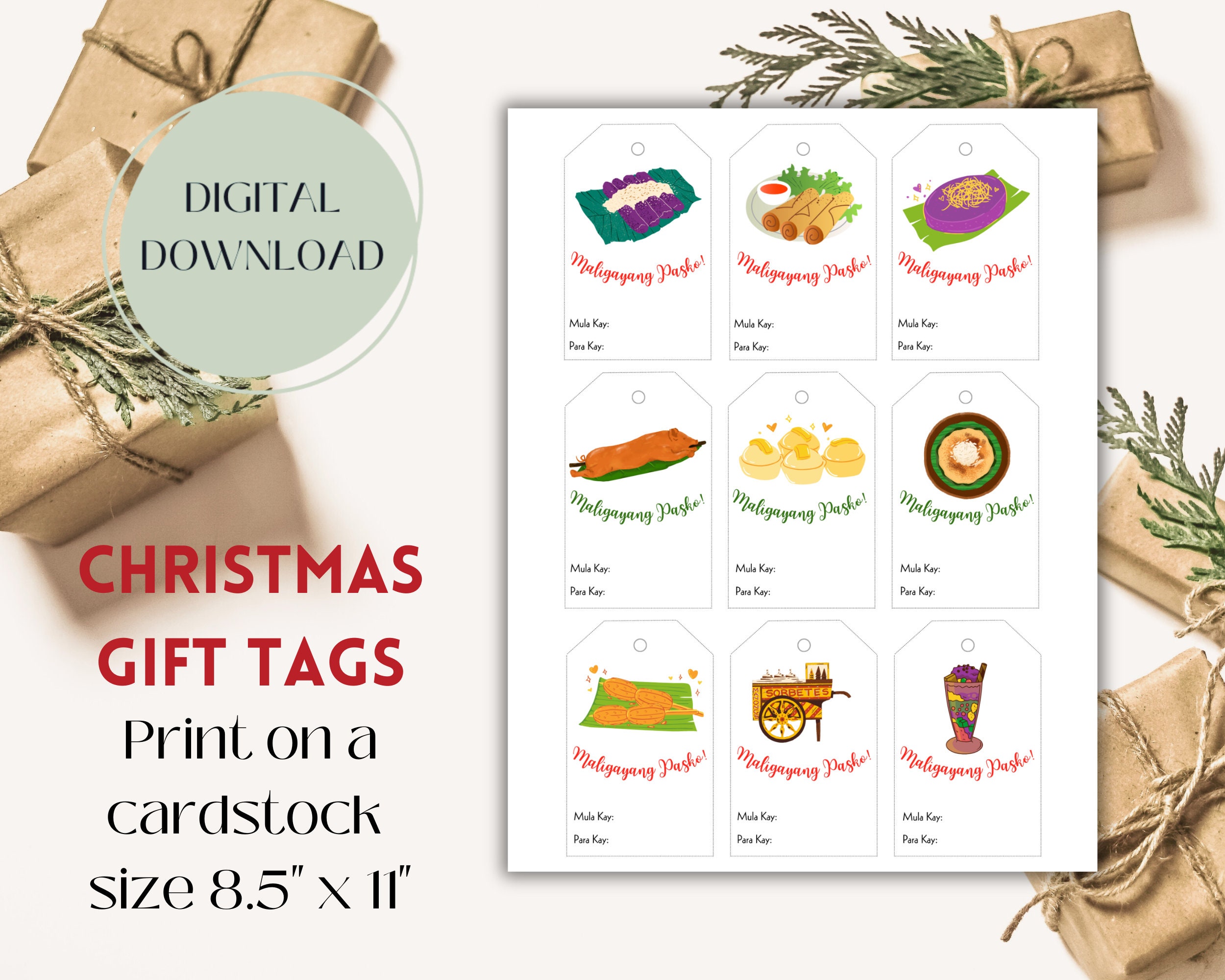 Christmas Tags - Gift Tags - Printable Holiday Tags- Paskong Pinoy Tags ...