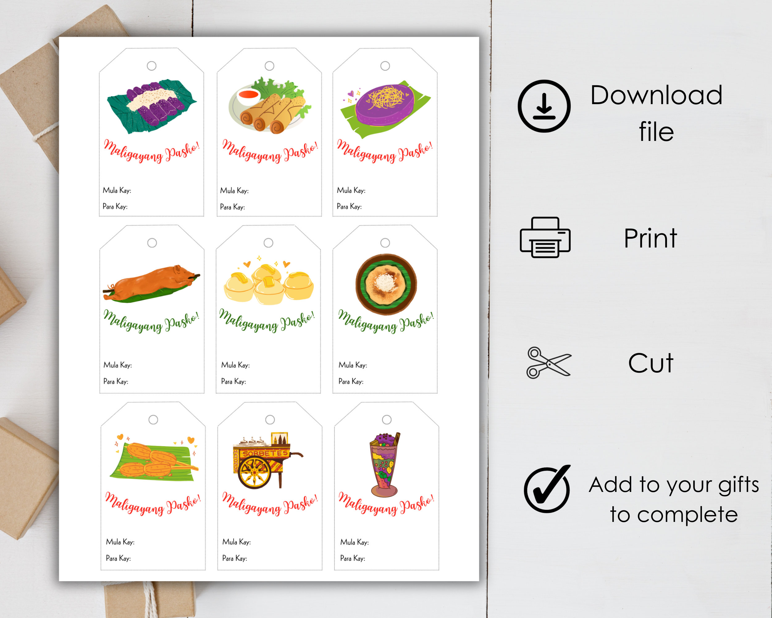 Christmas Tags - Gift Tags - Printable Holiday Tags- Paskong Pinoy Tags ...