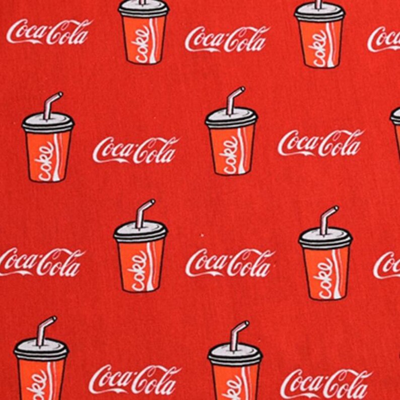 Coca Cola Fabric, Drinks Fabric, Cartoon Fabric, Cotton Fabric, Printed ...