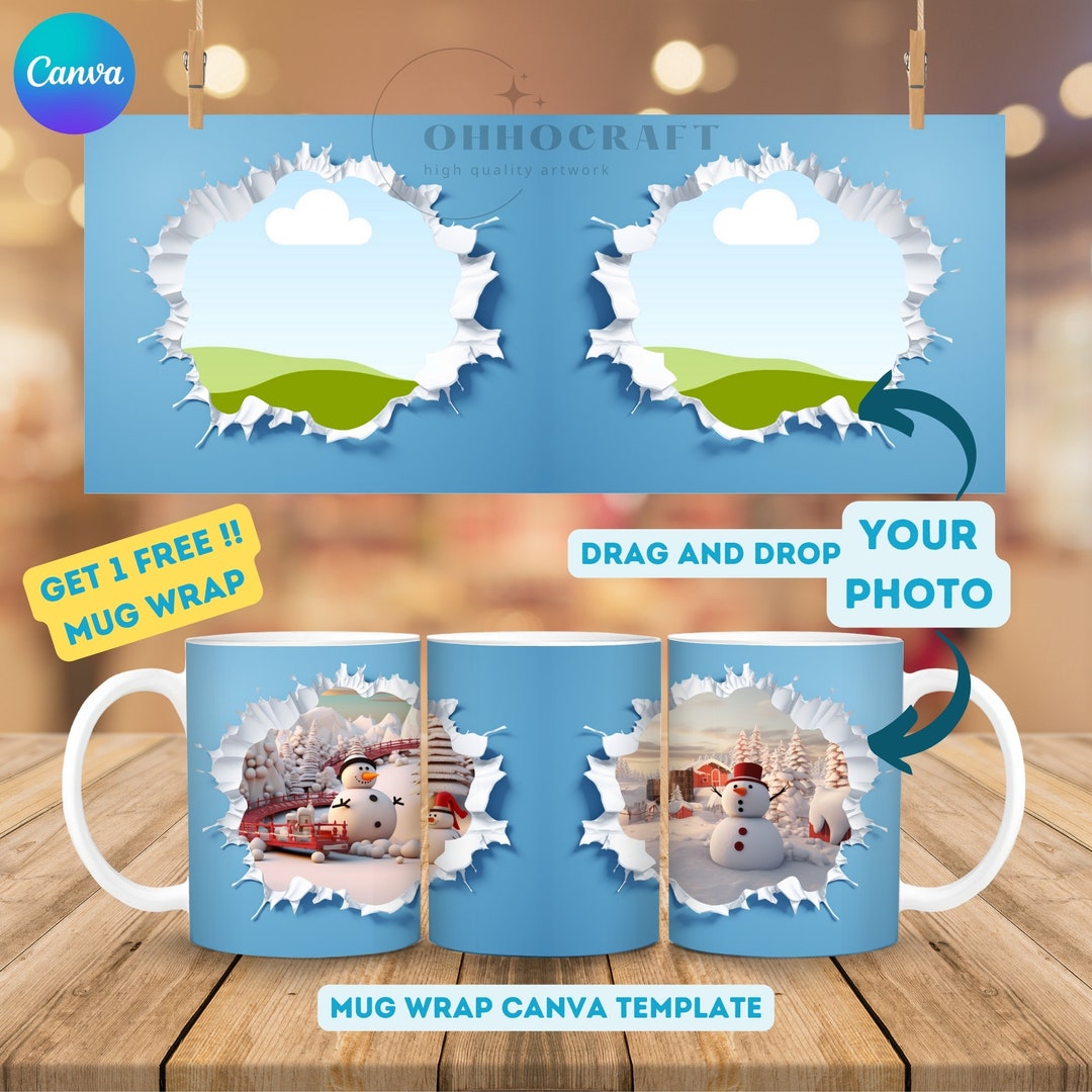 11oz 15oz Hole Wall Mug Wrap Canva Frame Template, Mug Canva Mockup ...