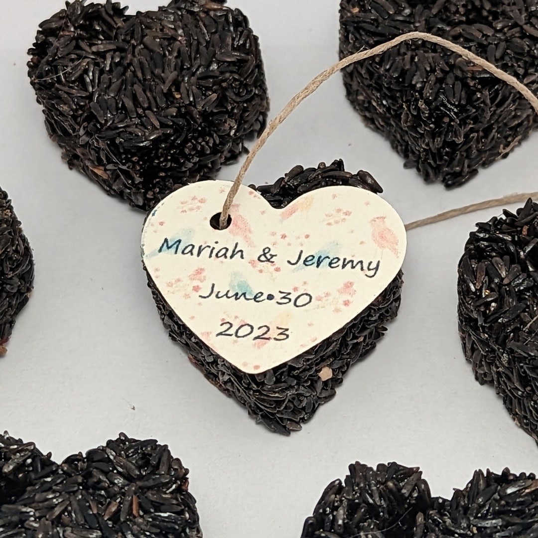 50 Hearts Elegant Black Bird Seed Heart Wedding Favors Perfect for All ...