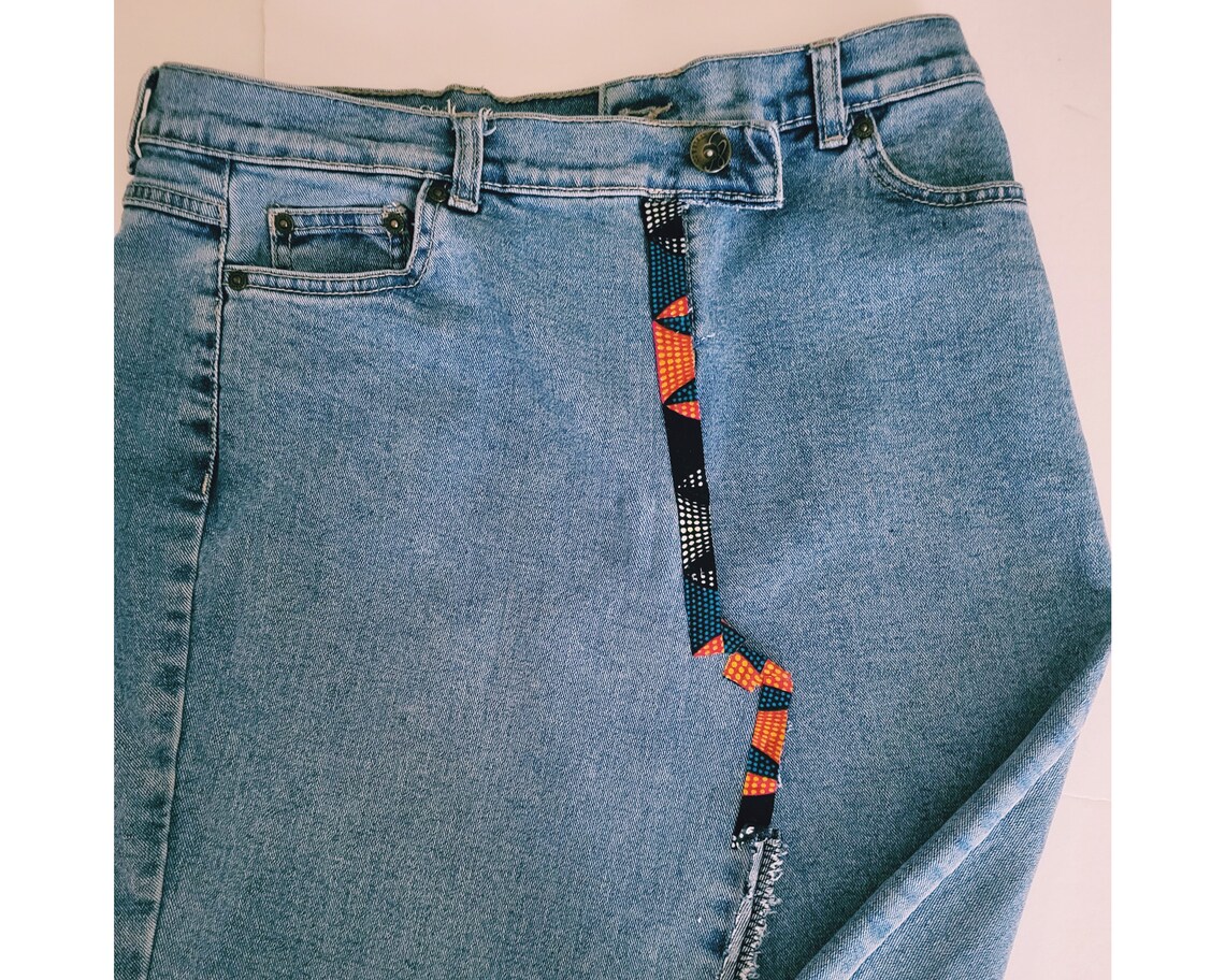 Upcycle Frayed Modesty Denim Bottom, Cover up Skirt,pair With Jeans or ...