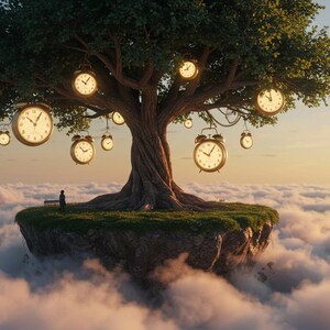 Tree of Time – 4 Fantasy 3D Floating Island Posters | Surreal Landscape ...