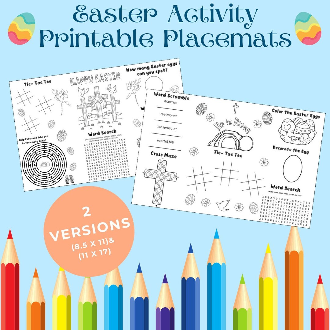 Christian Easter Activity Placemat Easter Placemat Activity Sheet ...