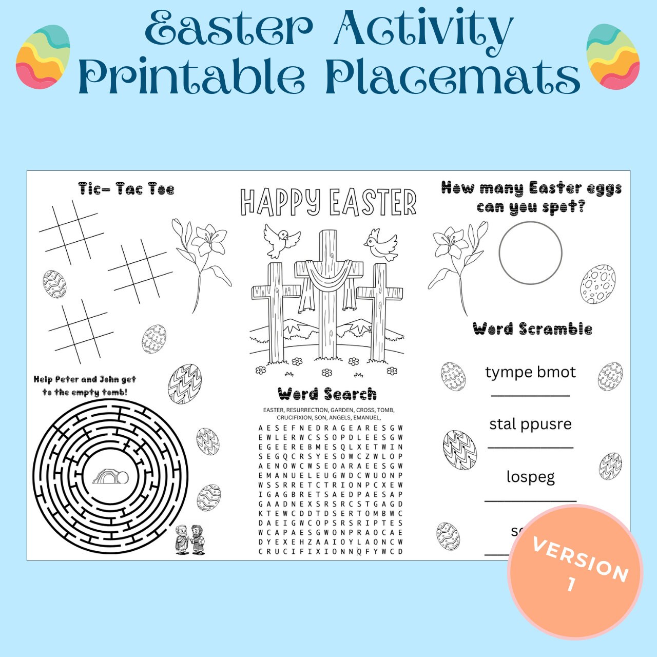 Christian Easter Activity Placemat Easter Placemat Activity Sheet ...