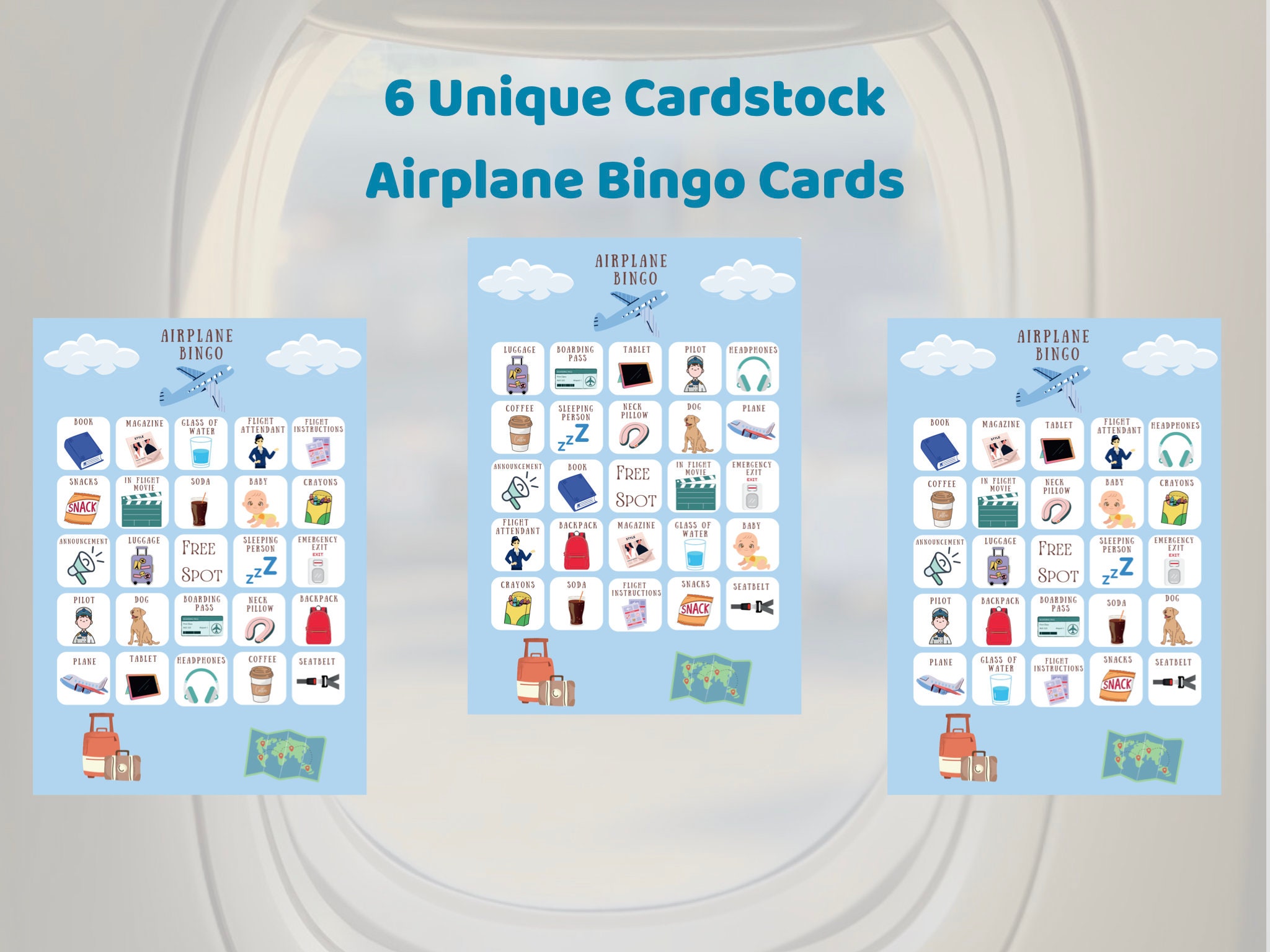 Airplane Bingo Cards - Etsy